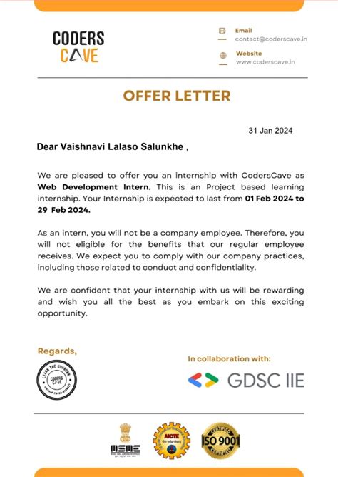 Vaishnavi Salunkhe On Linkedin Coderscave Internshipopportunity