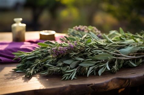 Premium Ai Image Sage Bundle On The Table For The Ceremony
