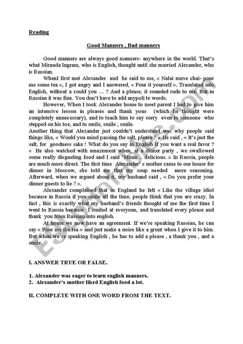 Good Manners Bad Manners Esl Worksheet By Qotbi