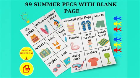 99 Summer Pecs Cards Visual Communication Autism Resource Printable