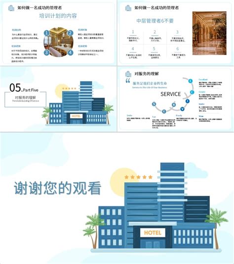 扁平风酒店中层管理知识与技能培训ppt模板【22页】 格调办公