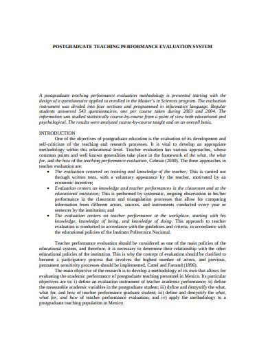 10 Teacher Performance Evaluation Templates In Doc Pdf
