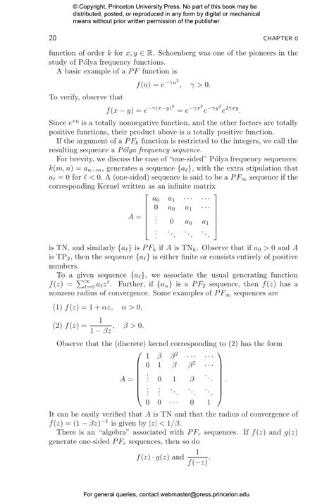 Totally Nonnegative Matrices Princeton University Press