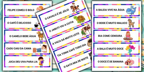 65 Fichas de Leitura Frases Sílabas Simples