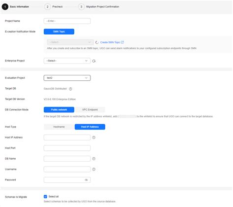 creating an object migration project object migration migrating schemas from oracle to gaussdb