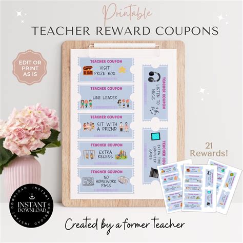 Printable Classroom Reward Coupons Student Positive Behavior Incentive