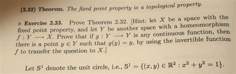 Solved The Fixed Point Property Is A Topological Property Chegg