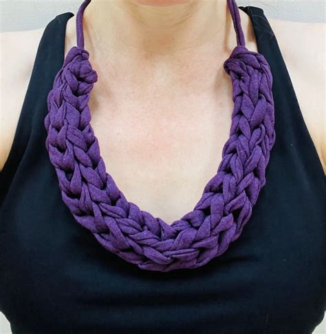 Eggplant Purple Chunky Necklace Trendy Necklace Knitwear Statement