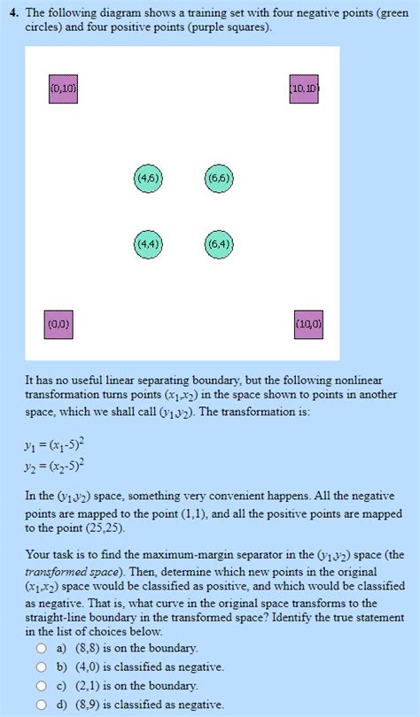 Solved 4 The Following Diagram Shows A Training Set With Chegg