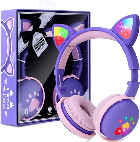 JYPS Kinderkopfhörer Bluetooth Mädchen Katzenohr Kopfhörer Over Ear