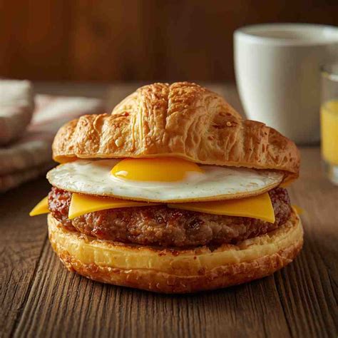 Sausage Egg And Cheese Croissant Sandwich