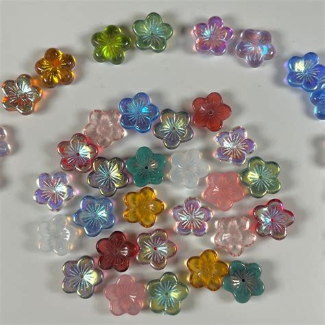 Glass Flower Beads Etsy