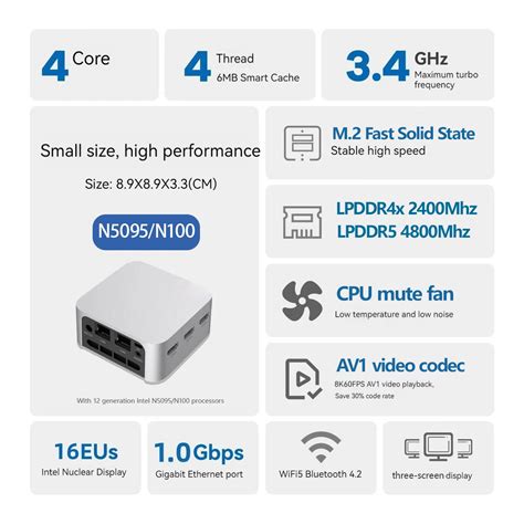 FIREBAT T8 Pro Plus Mini PC Intel Celeron N5095 N100 Desktop Gaming ...