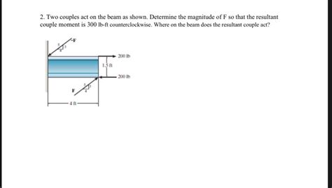 Solved 2 Two Couples Act On The Beam As Shown Determine Chegg Com