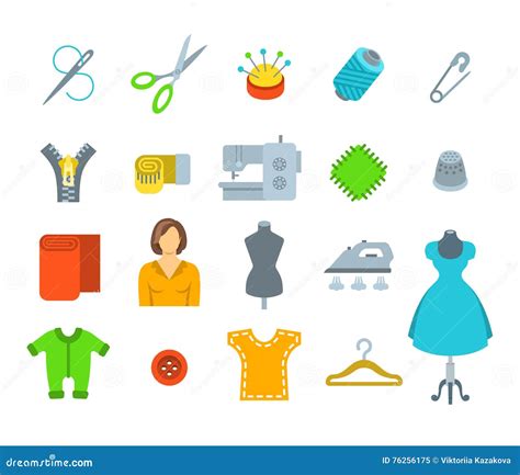 Iconos Planos De Costura Del Vector De Las Herramientas Ilustración del Vector Ilustración de