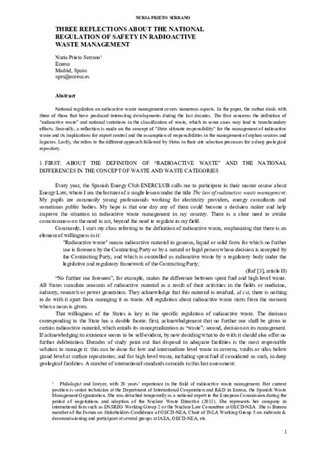 Doc Three Reflections About The National Regulation Of Safety In