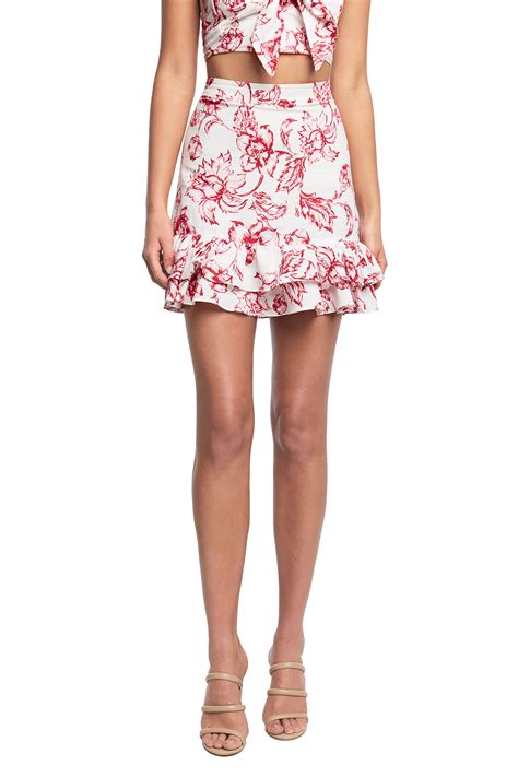 Talia Shirred Skirt In Talia Flrl Bardot