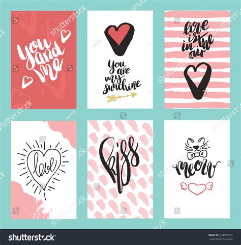 Set Greeting Cards Valentines Day Vector Stock Vector Royalty Free Shutterstock