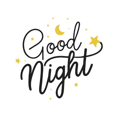 Premium Vector Doodle Style Good Night Calligraphy With Moon Isolated