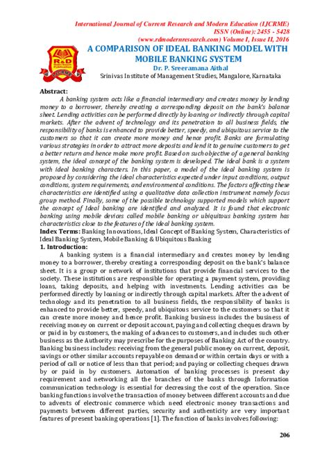 Pdf A Comparison Of Ideal Banking Model With Mobile Banking System