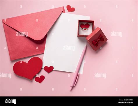 Valentines Day T In The Box Letter And Envelope With Copy Space On