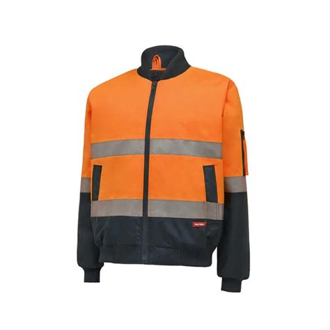 Hard Yakka Hi Visibility 2 Tone Bomber Jacket Reflective Tape Hoodie