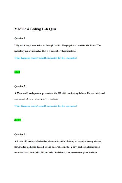 HIT 205 Module 4 Coding Lab Quiz Course Resources