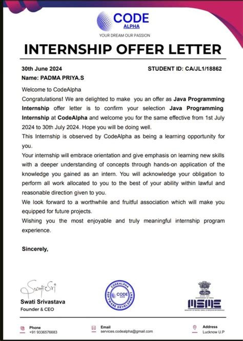 Padma Priyas On Linkedin Internship Newbeginnings Codealpha