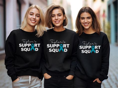 Custom Ovarian Cancer Sweatshirt Cancer Support Squad Cancer