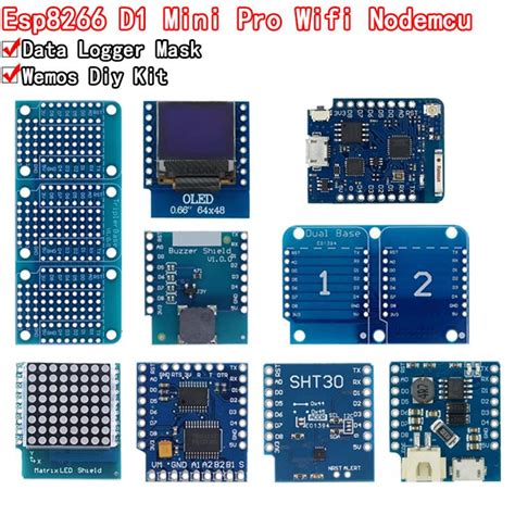 esp8266 d1 mini pro wifi nodemcu data logger shield ds1307 battery 0 66