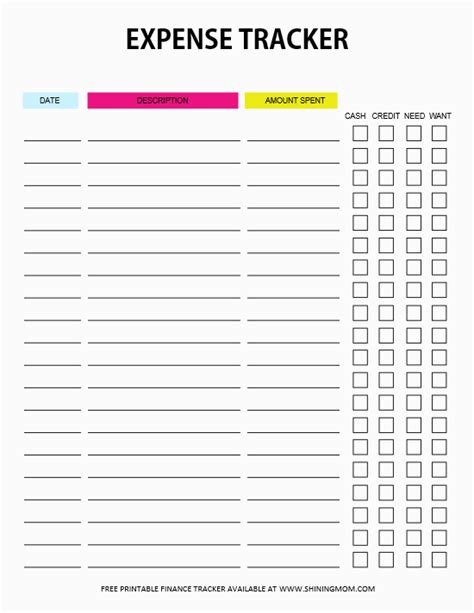 Free Printable Expense Tracker Template Printable Templates Free