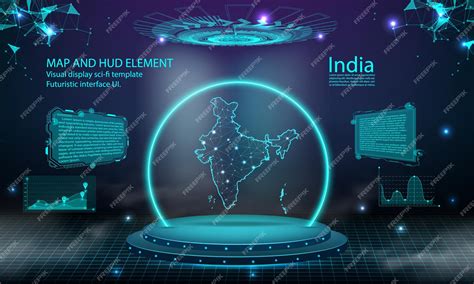 Premium Vector India Map Light Connecting Effect Background Abstract Digital Technology Ui Gui