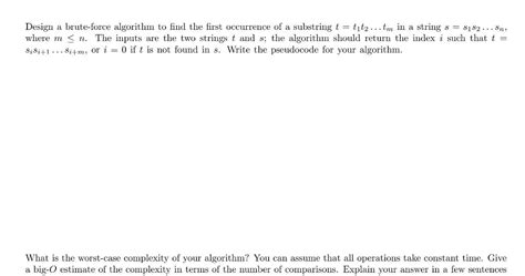 Solved Design A Brute Force Algorithm To Find The First Chegg