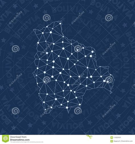 Bolivia Network Constellation Style Country Map Stock Vector