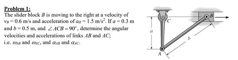 Solved Problem The Slider Block B Is Moving To The Right Chegg Com