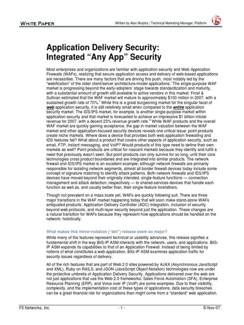 Application Delivery Security Integrated Any App Security Pdf