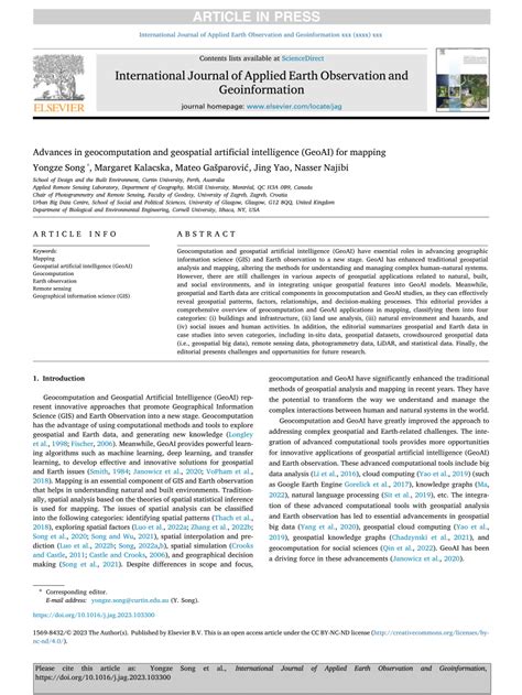 Pdf Advances In Geocomputation And Geospatial Artificial Intelligence