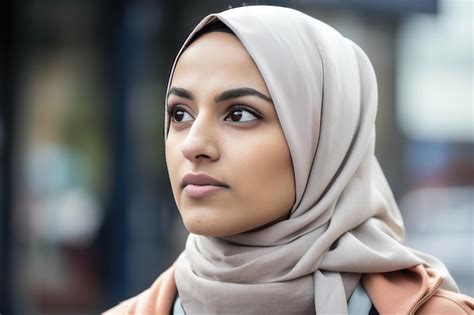 Eine Sehr Schöne Junge Frau Mit Einem Hijab Der Ihren Kopf Bedeckt