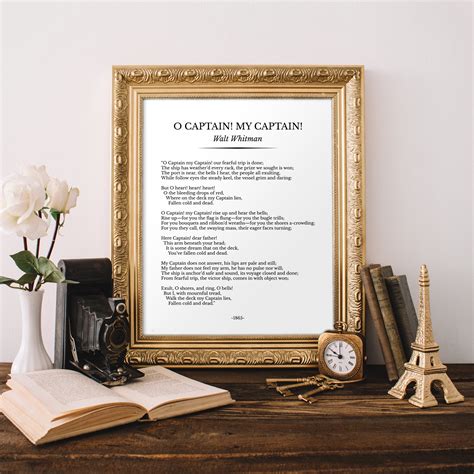 O Captain My Captain Poem Print Walt Whitman Poem Print Poetry Etsy