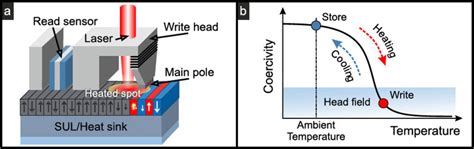 (Color online) (a) Typical HAMR head-media recording image and (b)... | Download Scientific Diagram