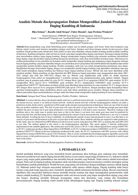 Pdf Analisis Metode Backpropagation Dalam Memprediksi Jumlah Produksi