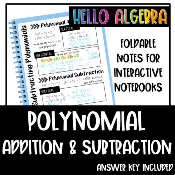 Polynomial Addition And Subtraction Foldable Notes For Interactive Notebooks