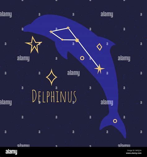 Constellation Of Delphinus Dolphin Star Shape Stock Vector Image And Art