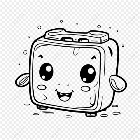 귀여운 만화 토스터기 색칠 페이지 무료 개요 스케치 드로잉 벡터미술행복하다 Png 일러스트 무료 다운로드 Lovepik