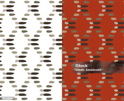 민족 장식 그리드 원활한 패턴 손으로 그린 페인트 브러시 라인 스팟 낙서 미니멀리스트 스타일 일러스트레이션 지구 톤 중립적 인 베이지 색 색상 쉽게 편집 가능한 배경색 벡터