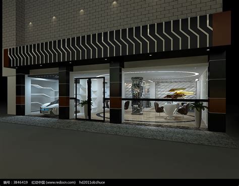 3D汽修店门面模型和效果图图片下载 红动中国