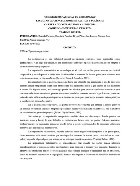 Tipos De Negociación Pdf Negociación Toma De Decisiones