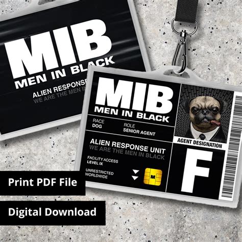 Mib Agent F Frank The Pug Men In Black Id Card Landscape Horizontal