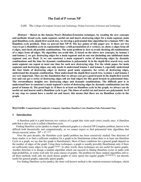 PDF The End Of P Versus NP