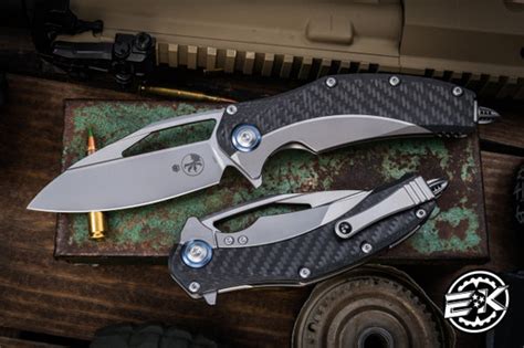 Sale Microtech Matrix Manual Folding Knife Carbon Fiber Blue Accents 3